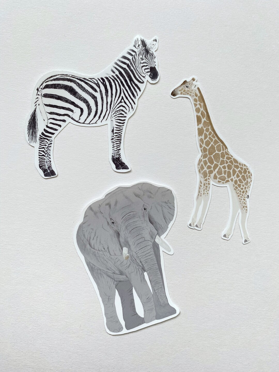 Set of 3 Safari Vinyl Stickers | Animal Sticker | Animal Art | Glossy ...