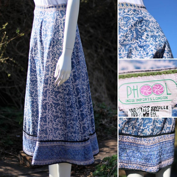 RARE 1970's PHOOL Vintage Indian Cotton Maxi Skirt . … - Gem