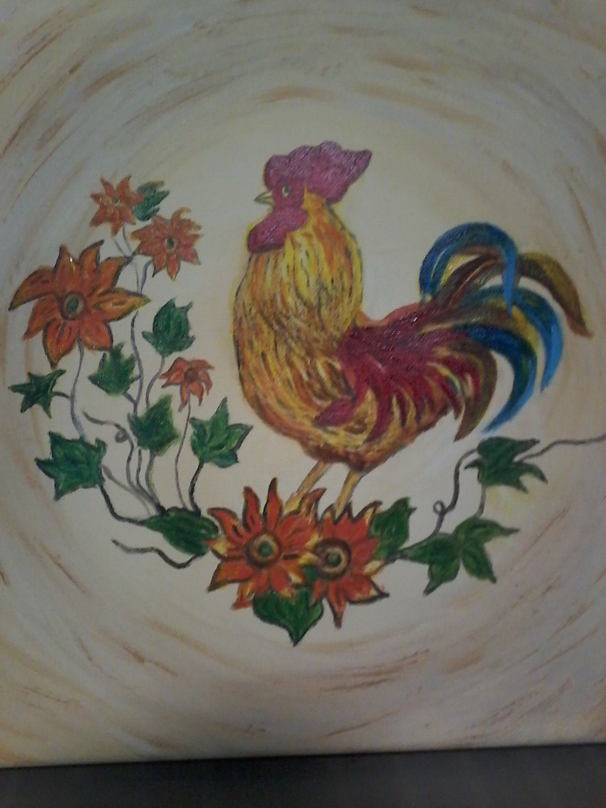 Rooster Acrylic Painting on Canvas 12x12 - Etsy