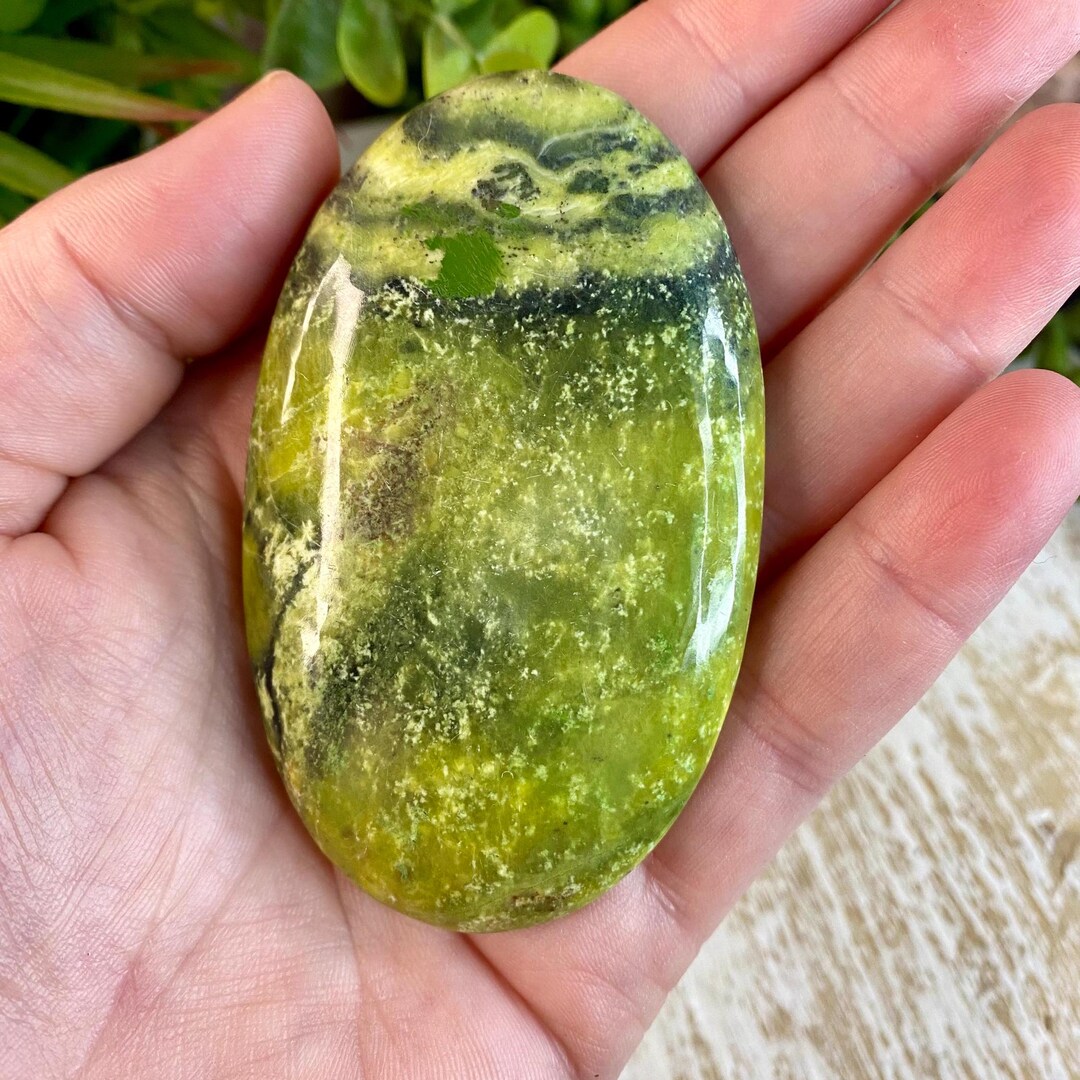 Natural Gaspeite Palm Stone, Hand Carved - Etsy