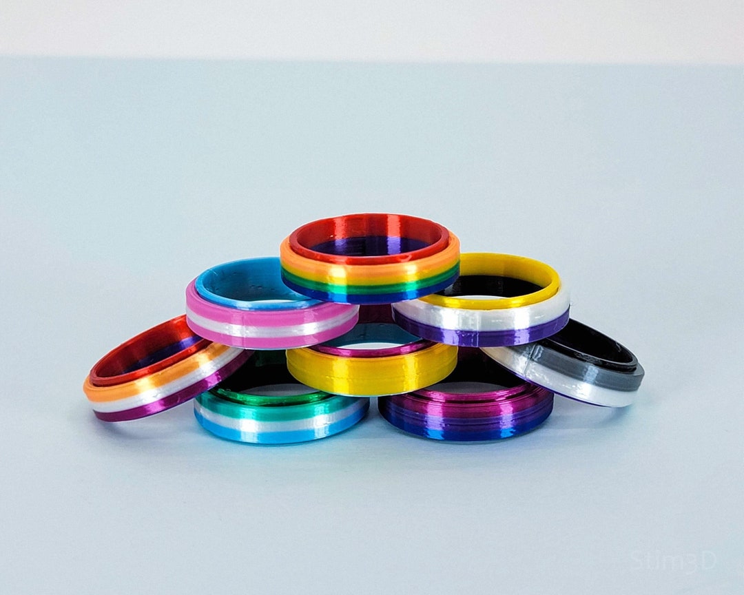 LGBTQ+ Fidget Rings, Pride Flag Fidget Rings, Pride Month, LGBTQ+ Flag ...