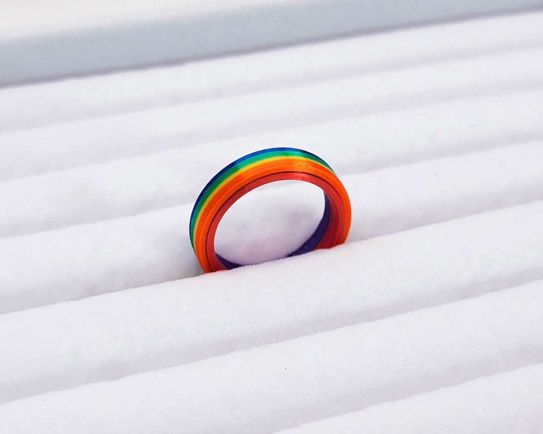 LGBTQ+ Rainbow Pride Flag Fidget Spinner Ring, Pride Flag Jewelry ...