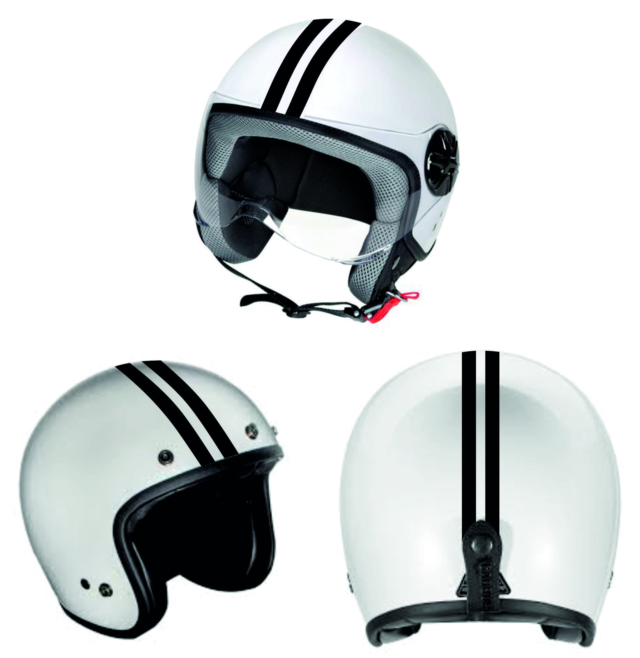 Stickers voor motorhelm, scooter Helm universeel Strepen Strepen Sport ...