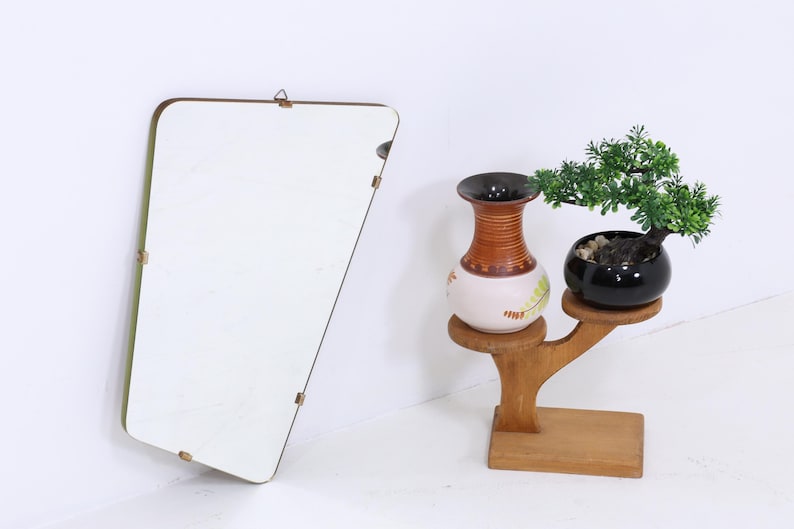 Vintage 1960s Mirror | Mid-century Hanging Mirror, Wood, Retro, Slanted ...