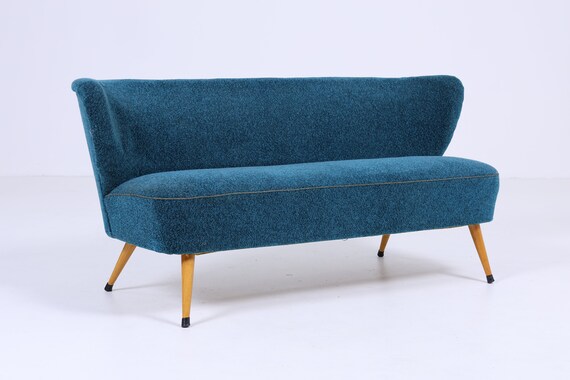 Turquoise Vintage Sofa 60s Mid Century Couch Fabric Lounge Retro 70s Etsy