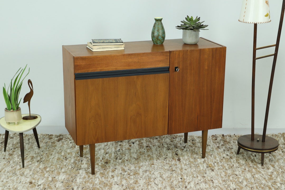 Vintage Chest of Drawers 60s Mid Century Cupboard Hall Dresser Shoe ...