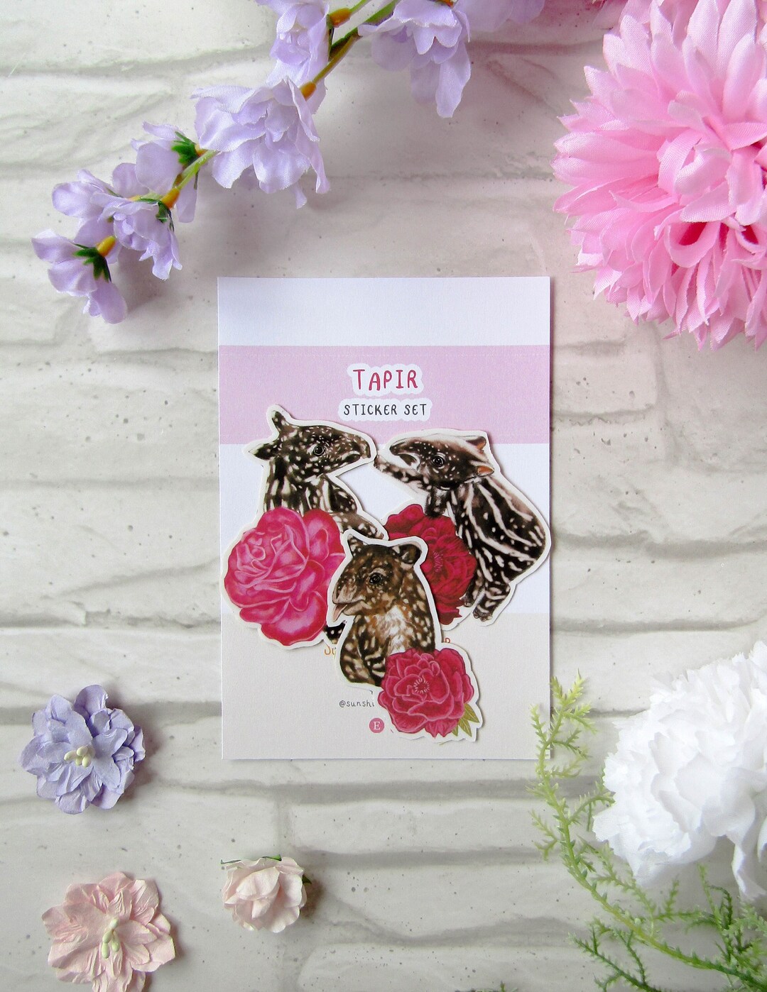 Set of 3 Tapir Sticker Set, Cute Stickers, Animals, Stickers, Animal ...