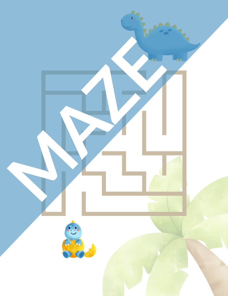 Printable Dinosaur Maze Games for Kids Activity Sheets for - Etsy