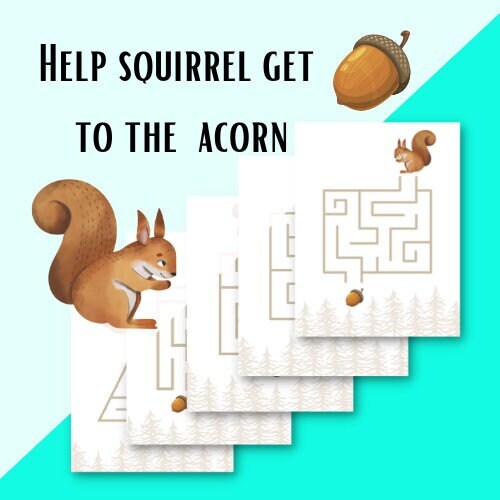 Printable Squirrel Maze Games for Kids, Activity Sheets for Kids, Fun and Challenging Mazes for ...