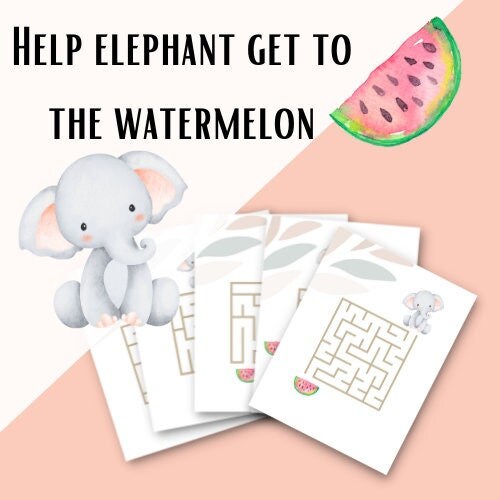 Printable Elephant Maze Games for Kids, Activity Sheets for Kids, Fun ...