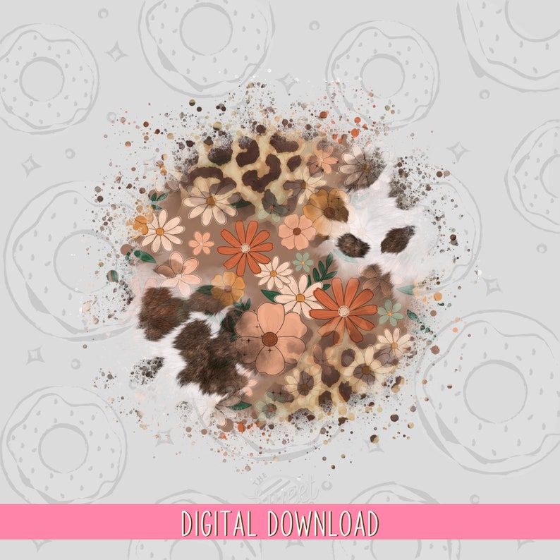 Western Background PNG, Boho Western Sublimation Patch, Floral Bleach ...