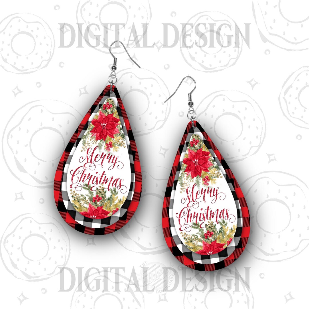Christmas Earring PNG, Merry Christmas Tree Earring Template ...