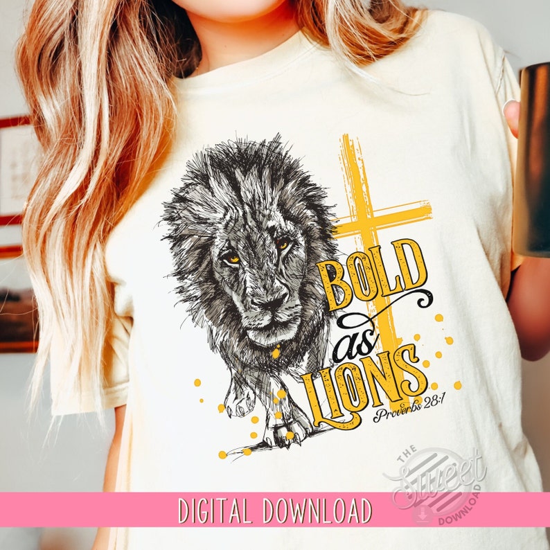 Bold as Lions Christian PNG: Roaring Lion, Proverbs Verse (digital ...