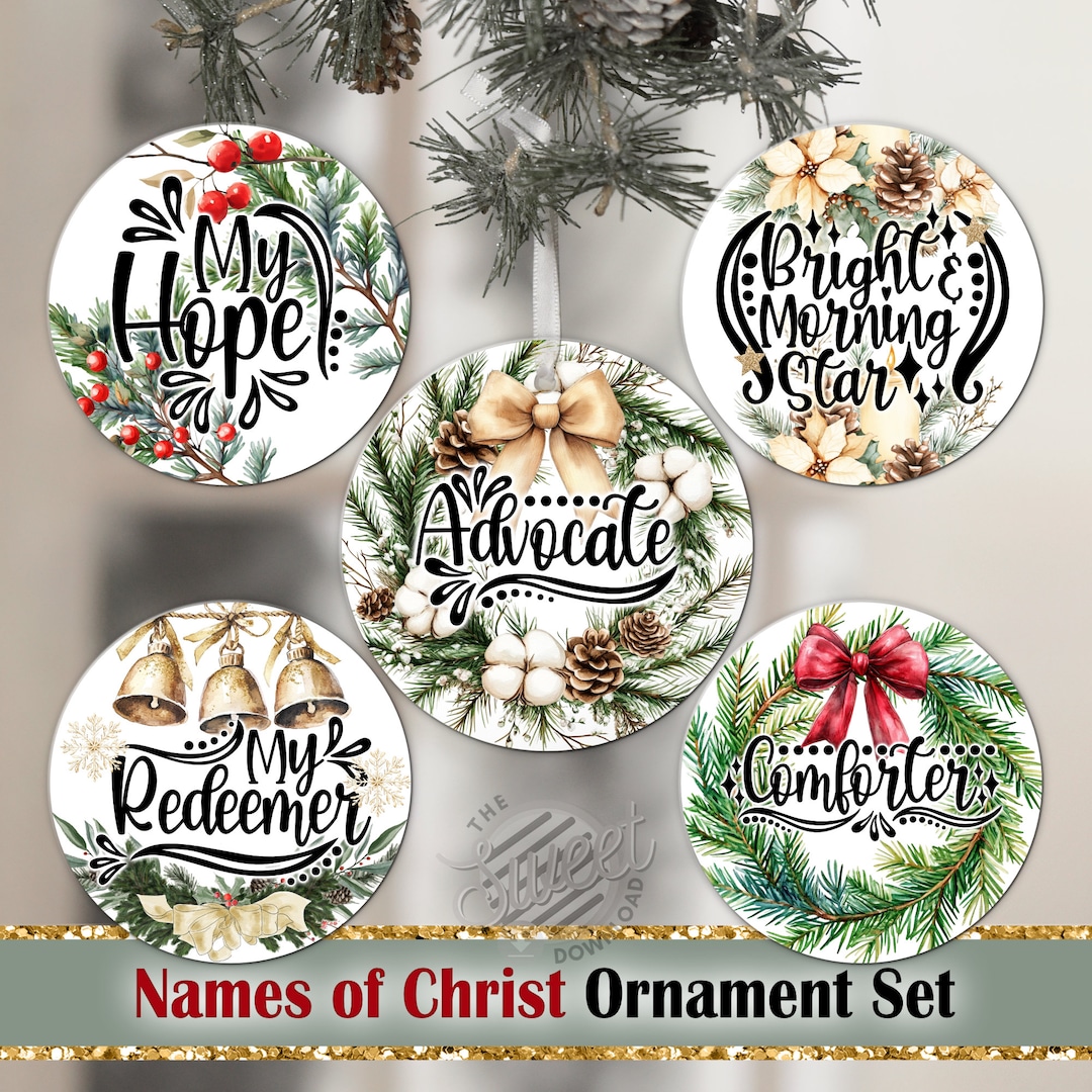 Christmas Ornament PNG, Christian Round PNG, Names of Christ Car ...