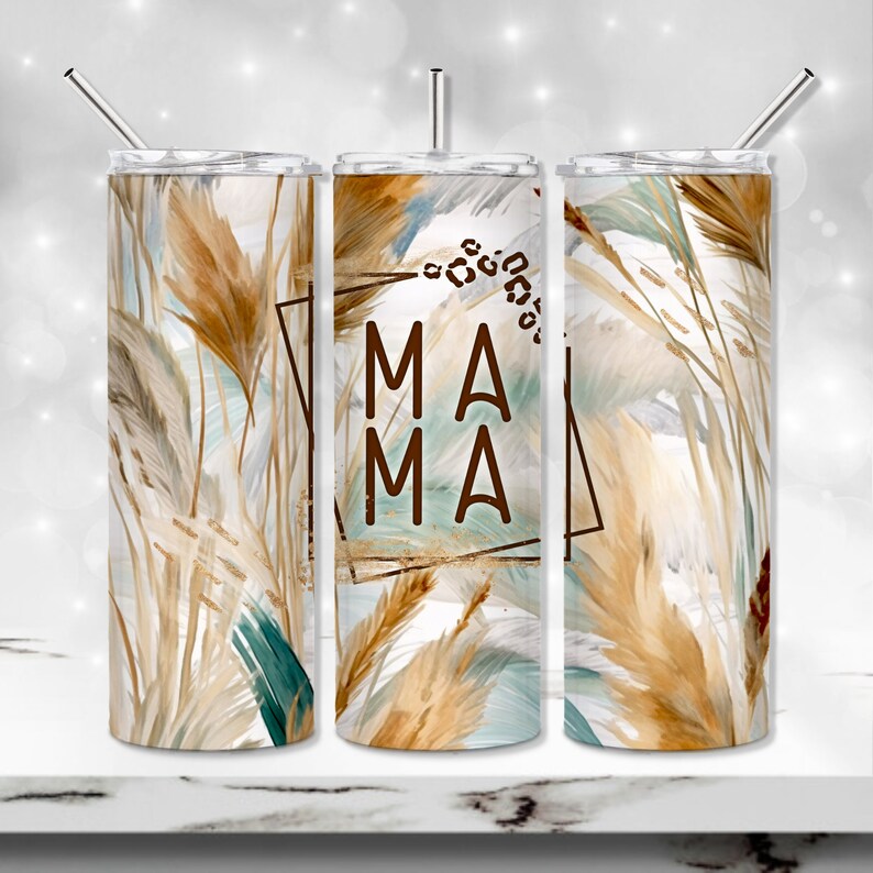 Boho Mama Tumbler PNG, Pampas Grass Sublimation Tumbler Design, Mom ...