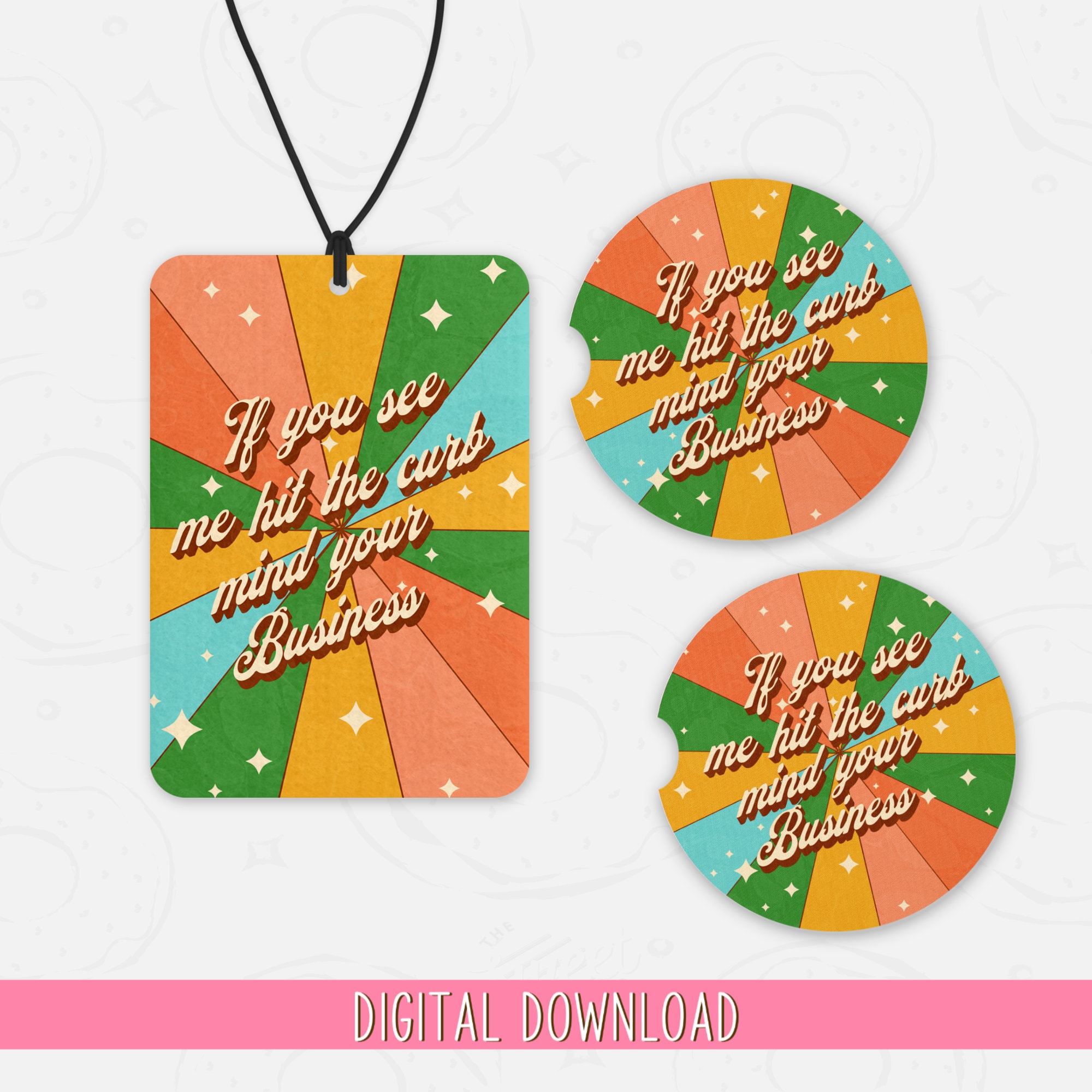 Funny Car Coaster PNG, Retro Air Freshener PNG, Hit the Curb Air ...