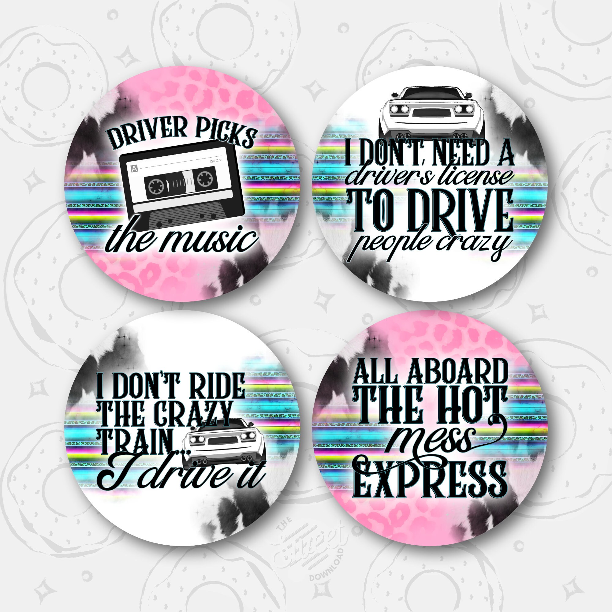 Funny Car Coaster PNG, Driving Quote Car Coaster Sublimation Design ...