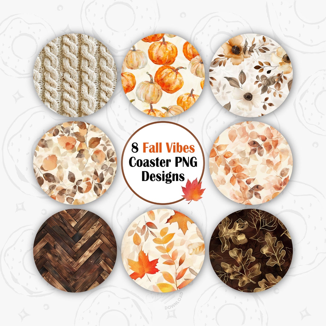 Fall Car Coaster PNG, Fall Vibes Car Coaster Sublimation Design ...