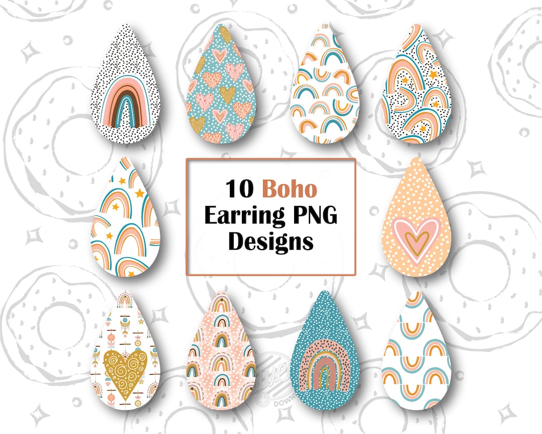 Rainbow Earring PNG, Boho Sublimation Earring Design, Boho Rainbow ...