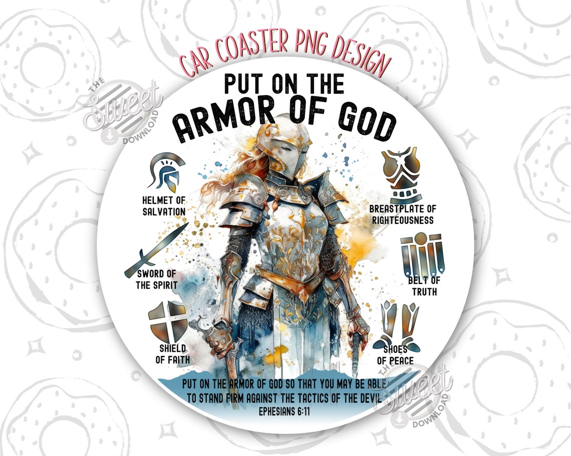 Armor of God Car Coaster PNG, Christian Car Coaster Sublimation Design ...
