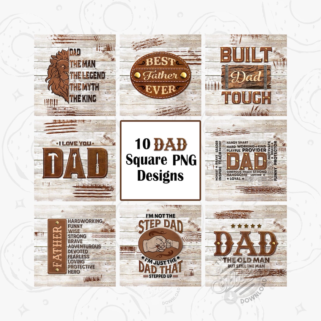 Father's Day Square PNG, Dad Coaster PNG, Dad Quotes Coaster Bundle ...