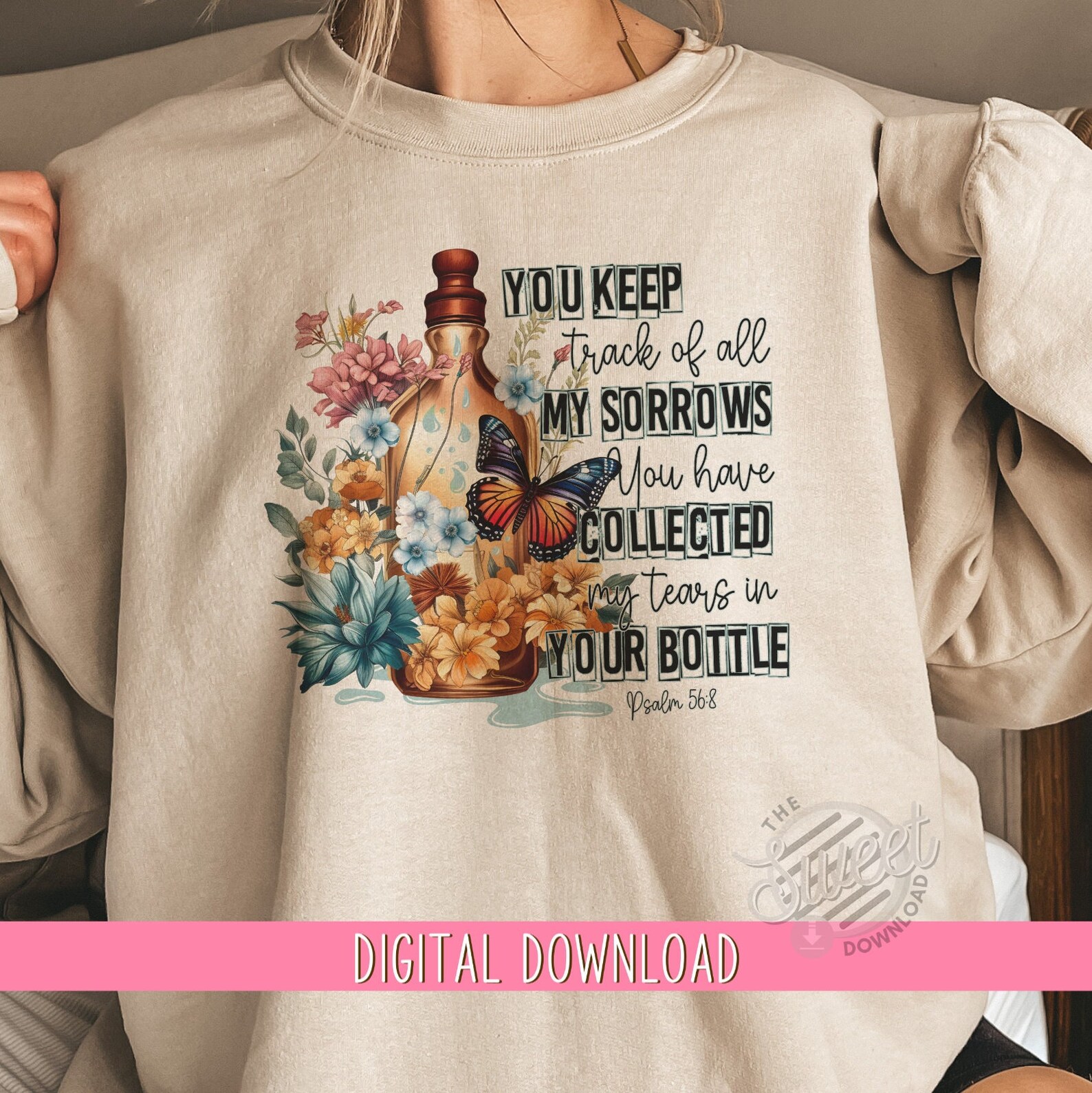 Tears in a Bottle PNG, Christian PNG, Bible Verse Sublimation Design ...