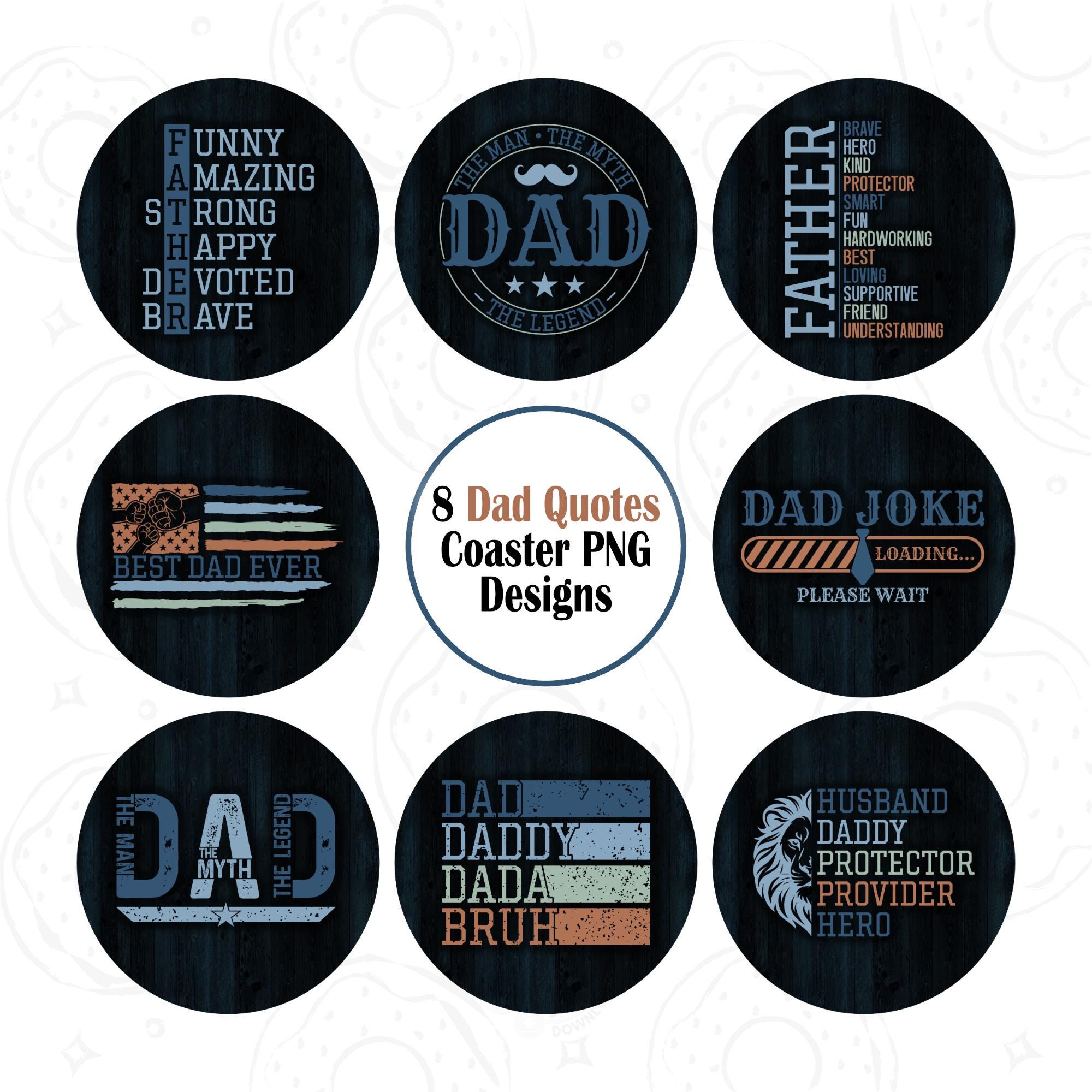 Dad Car Coaster PNG, Fathers Day Car Coaster Sublimation Design ...