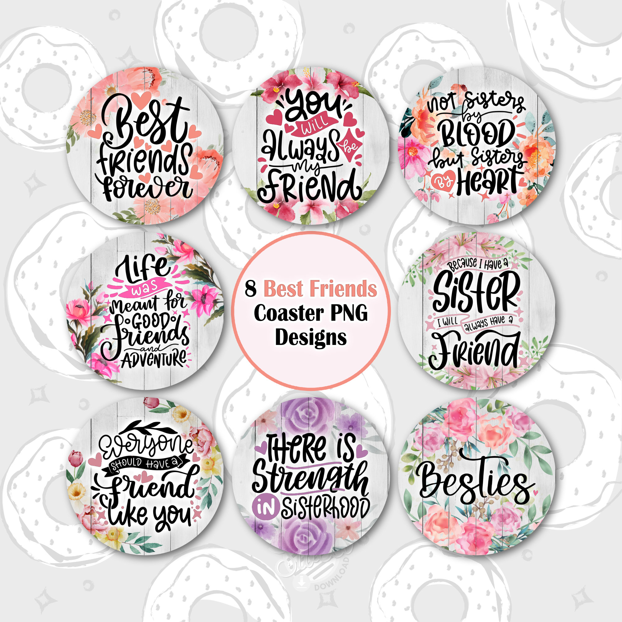 Friends Car Coaster PNG, Best Friends Sublimation Coaster, Besties ...