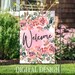 Welcome Garden Flag PNG, Watercolor Flowers Garden Flag Template ...