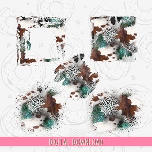Western Sublimation Patches, Cowhide Leopard Print Background PNG ...