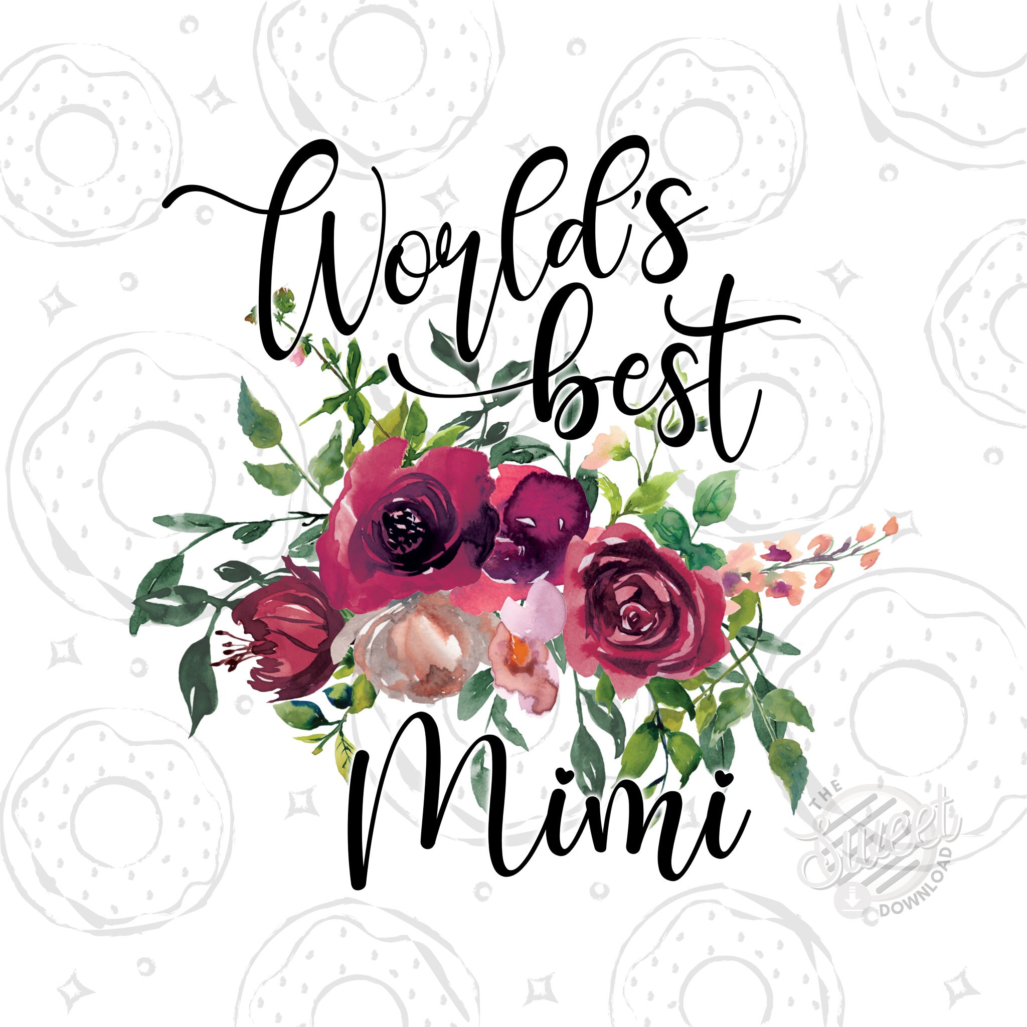 Mimi PNG World's Best Mimi Sublimation Design Floral | Etsy