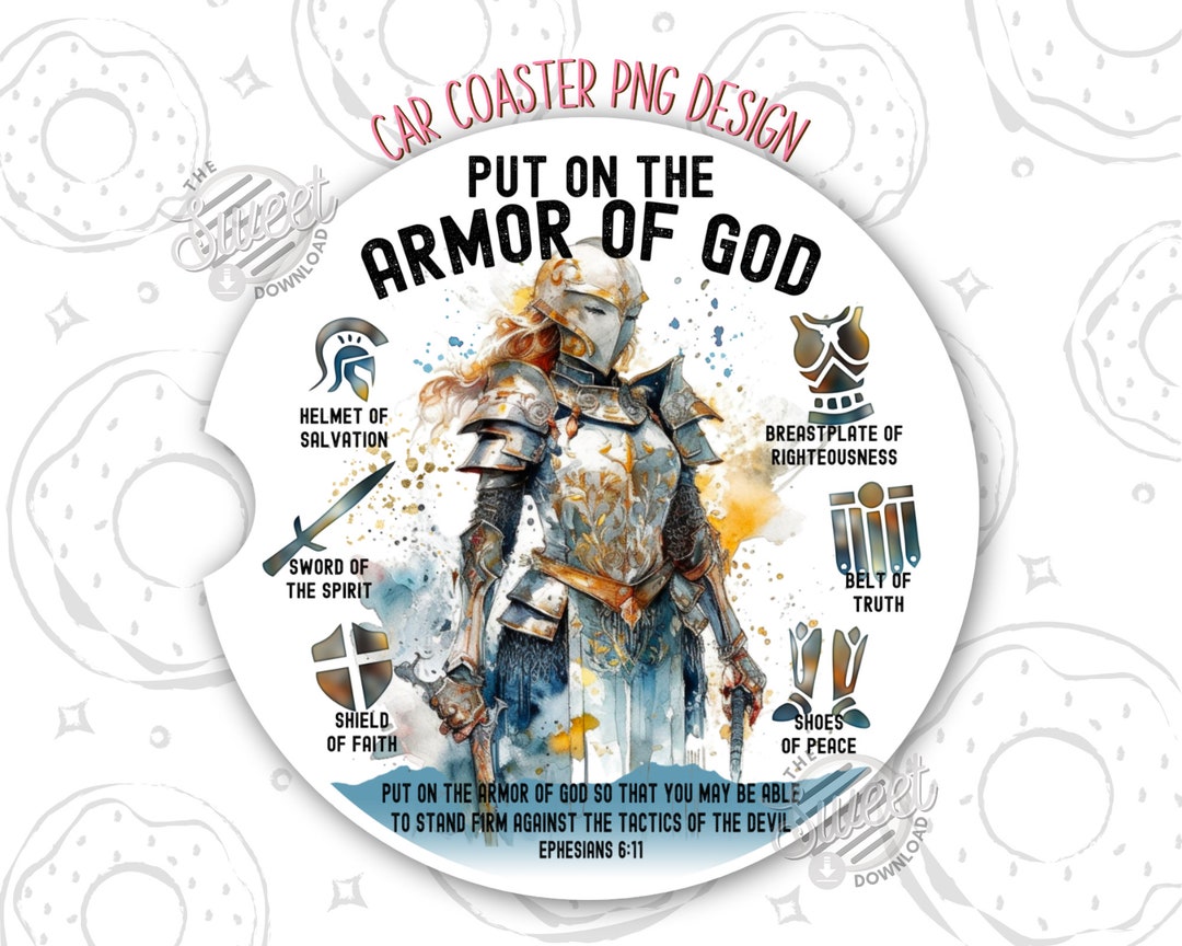 Armor of God Car Coaster PNG, Christian Car Coaster Sublimation Design ...