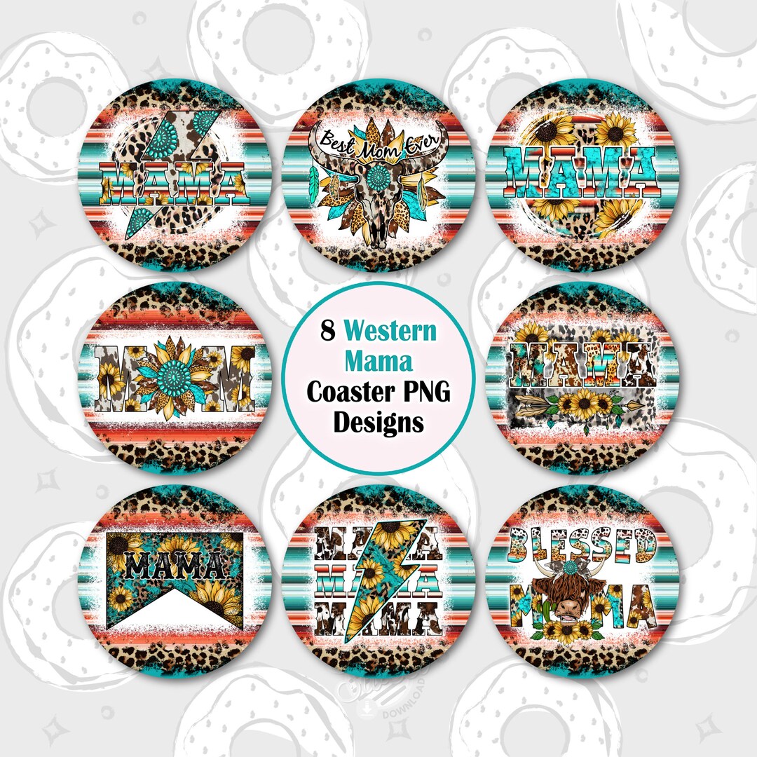Western Car Coaster PNG Mama Sublimation Coaster Design Boho - Etsy