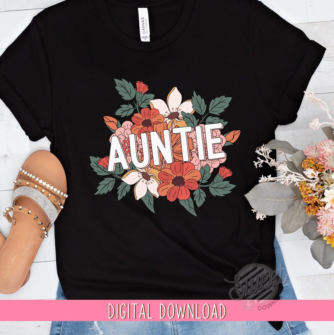 Auntie PNG, Floral Aunt Sublimation Design, Best Aunt Digital Download ...