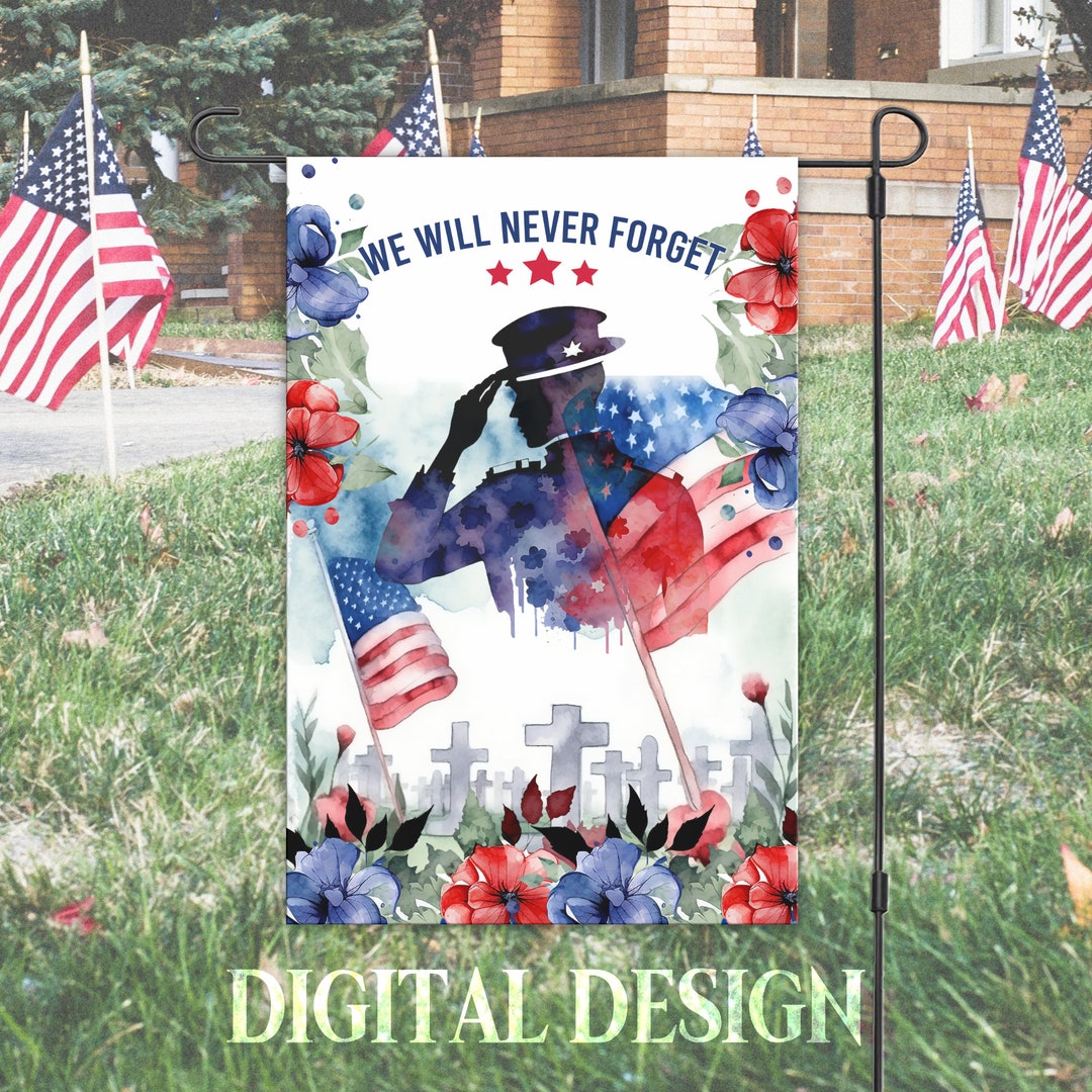 Patriotic Garden Flag PNG, Never Forget Garden Flag Sublimation Design ...