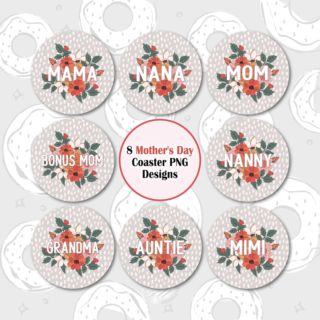Mom Car Coaster PNG, Mother's Day Car Coaster Sublimation Design, Mama ...
