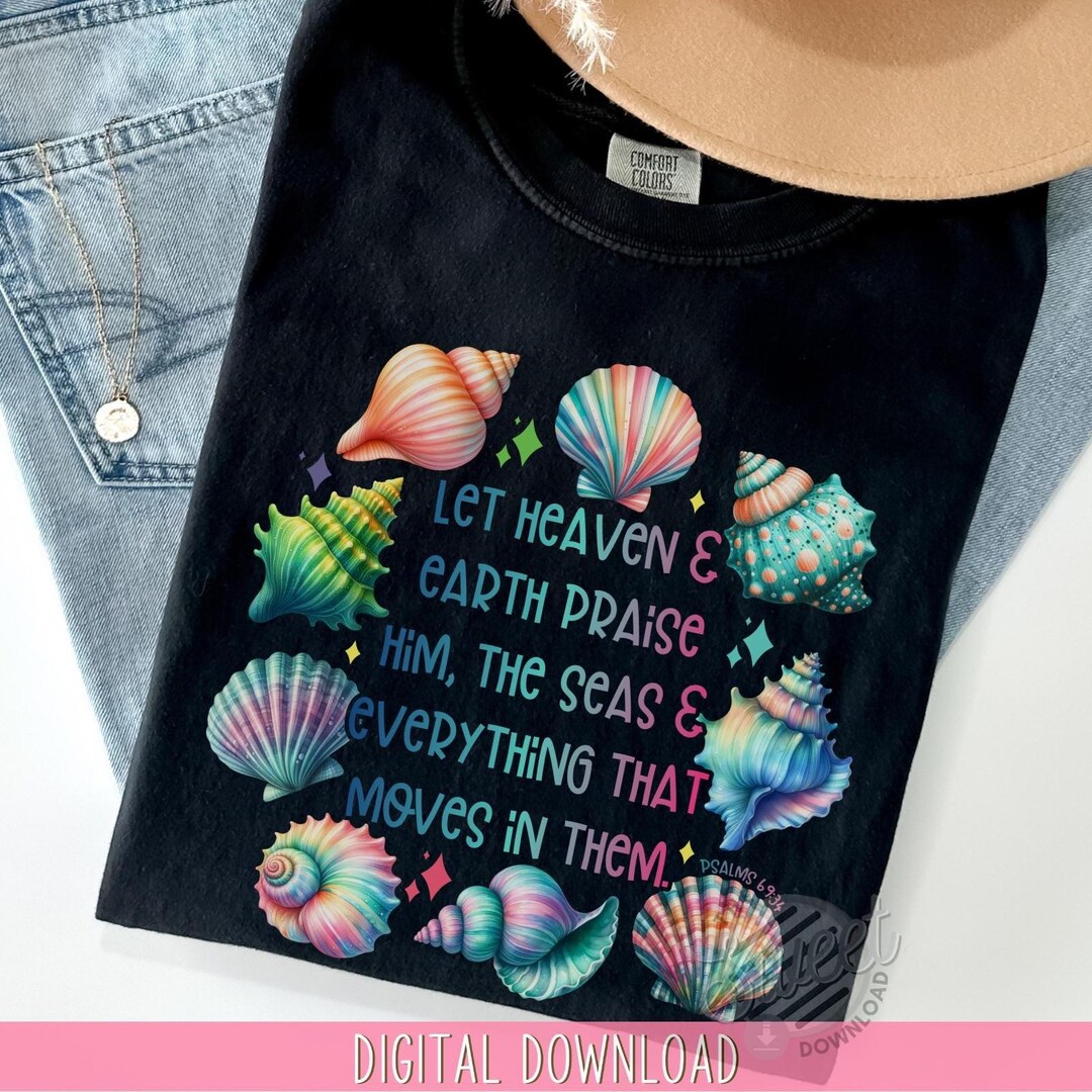 Christian PNG, Sea Shell Sublimation Design, Ocean Quote Bible Verse ...