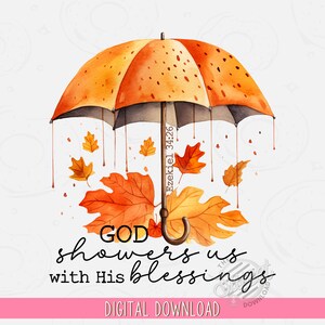 Christian Fall PNG, Gods Blessings Sublimation Design, Autumn Floral ...