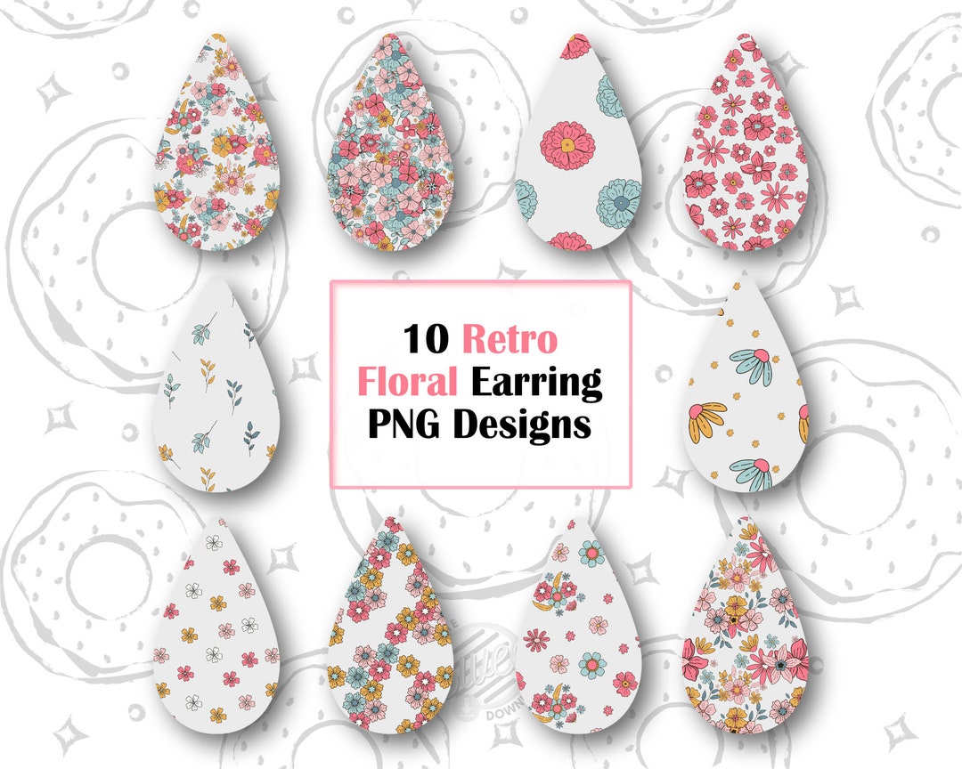 Spring Earring PNG, Retro Sublimation Earring, Retro Floral Earring ...