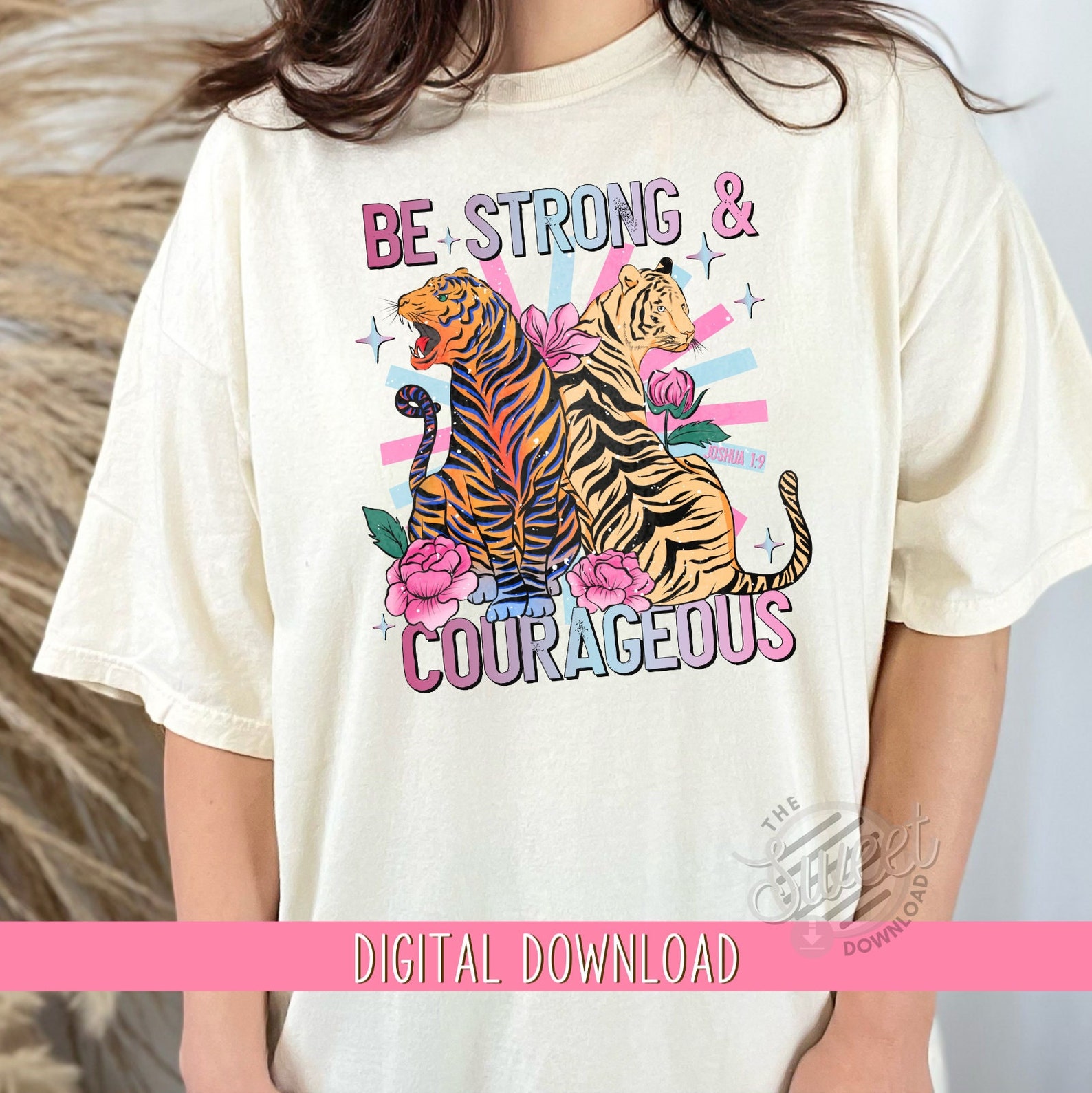 Be Strong and Courageous PNG, Christian Sublimation Design, Vintage ...