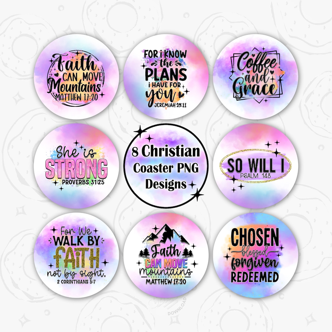 Faith Car Coaster PNG, Christian Sublimation Car Coaster Design ...