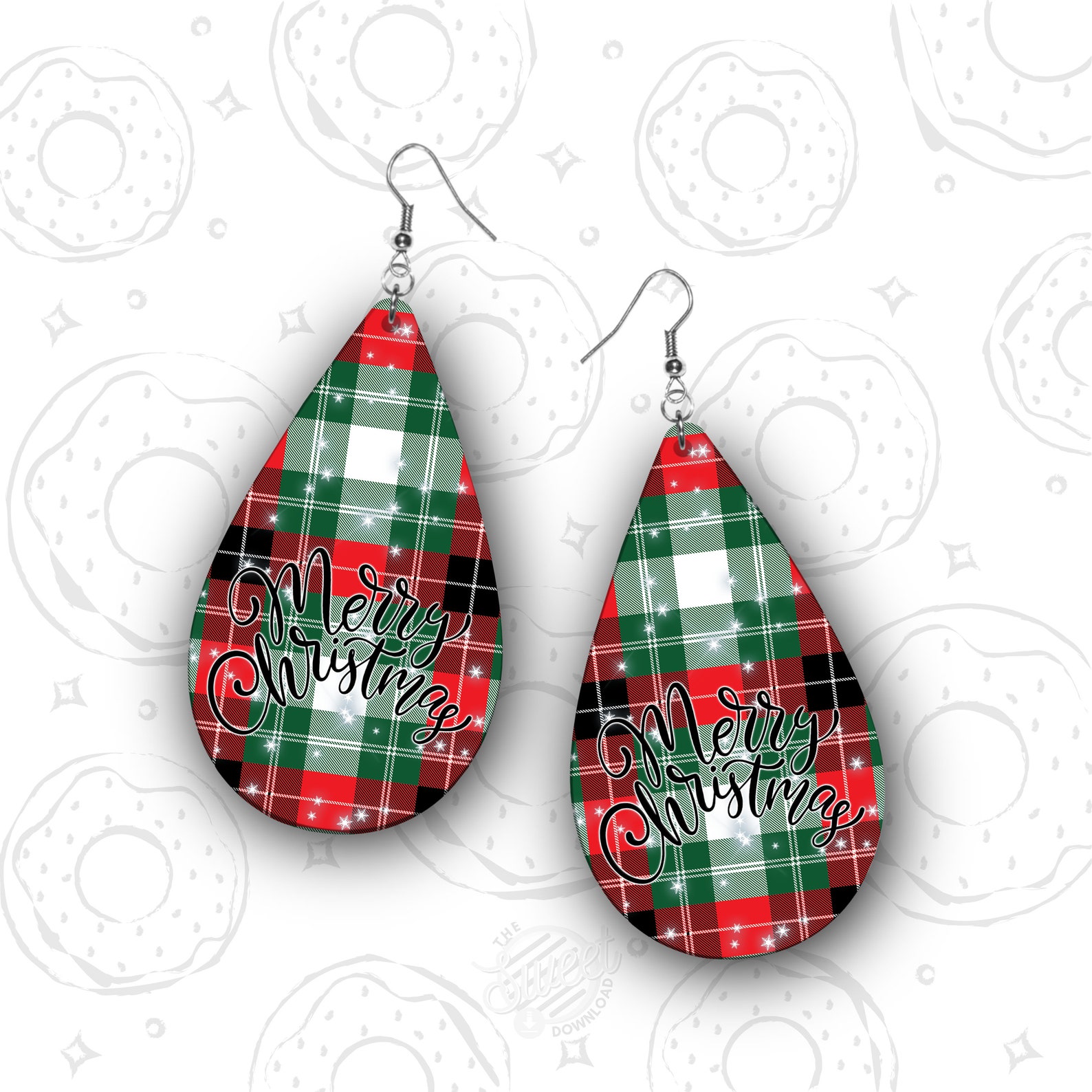 Merry Christmas Earring Sublimation Design, Earring PNG for Christmas ...