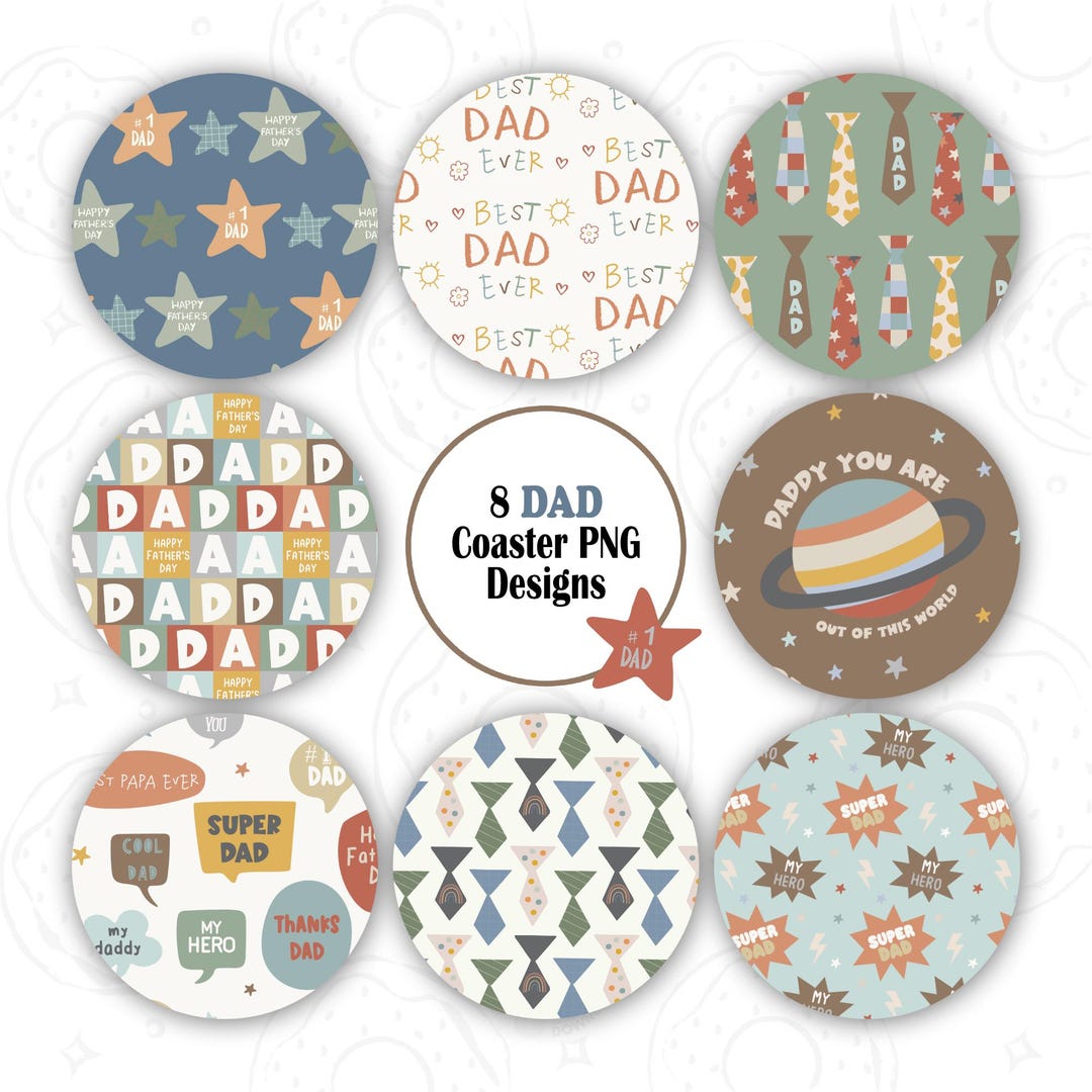 Fathers Day Car Coaster PNG, Dad Car Coaster Sublimation Design, Daddy ...