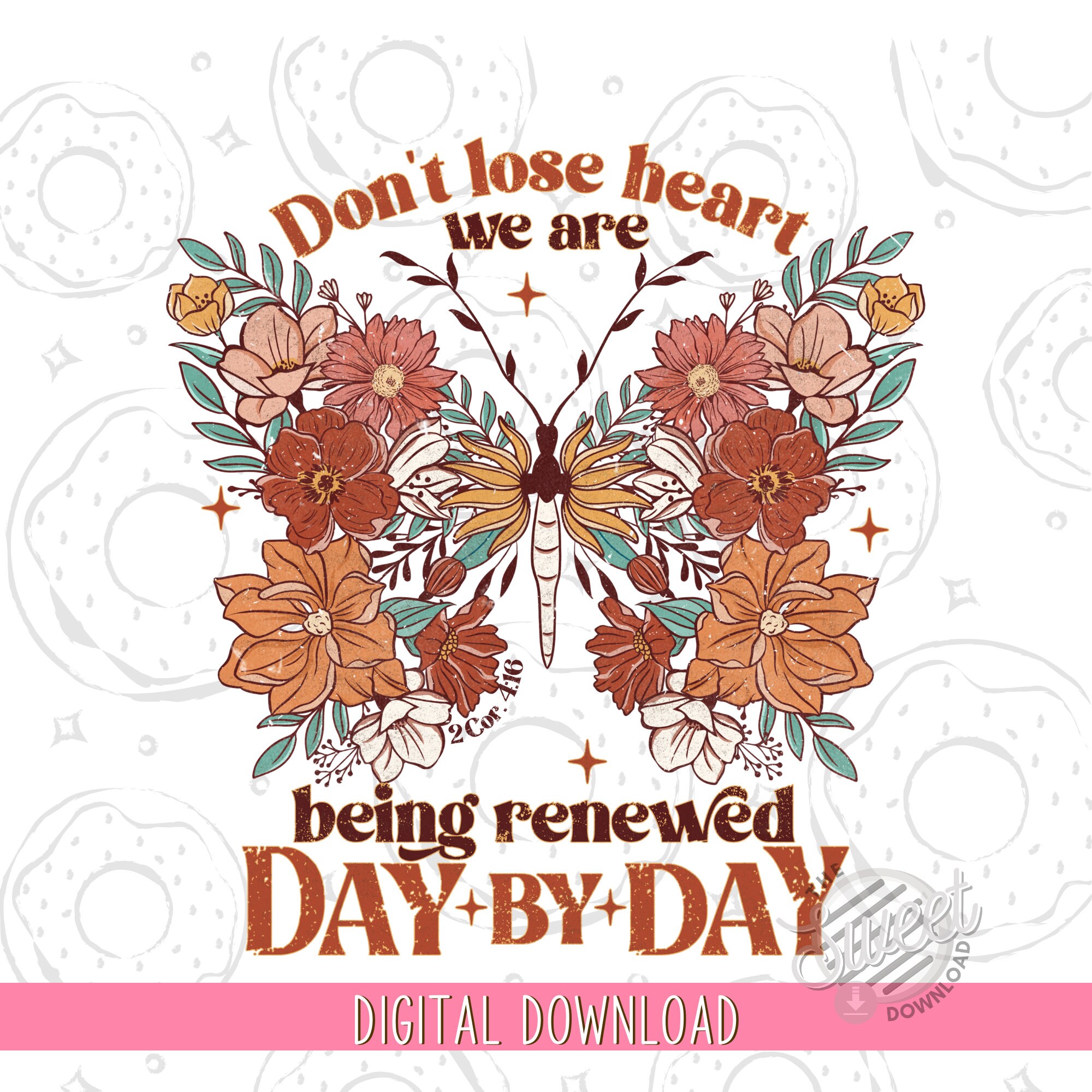 Retro PNG, Christian Sublimation Design, Renewed Butterfly, Vintage ...