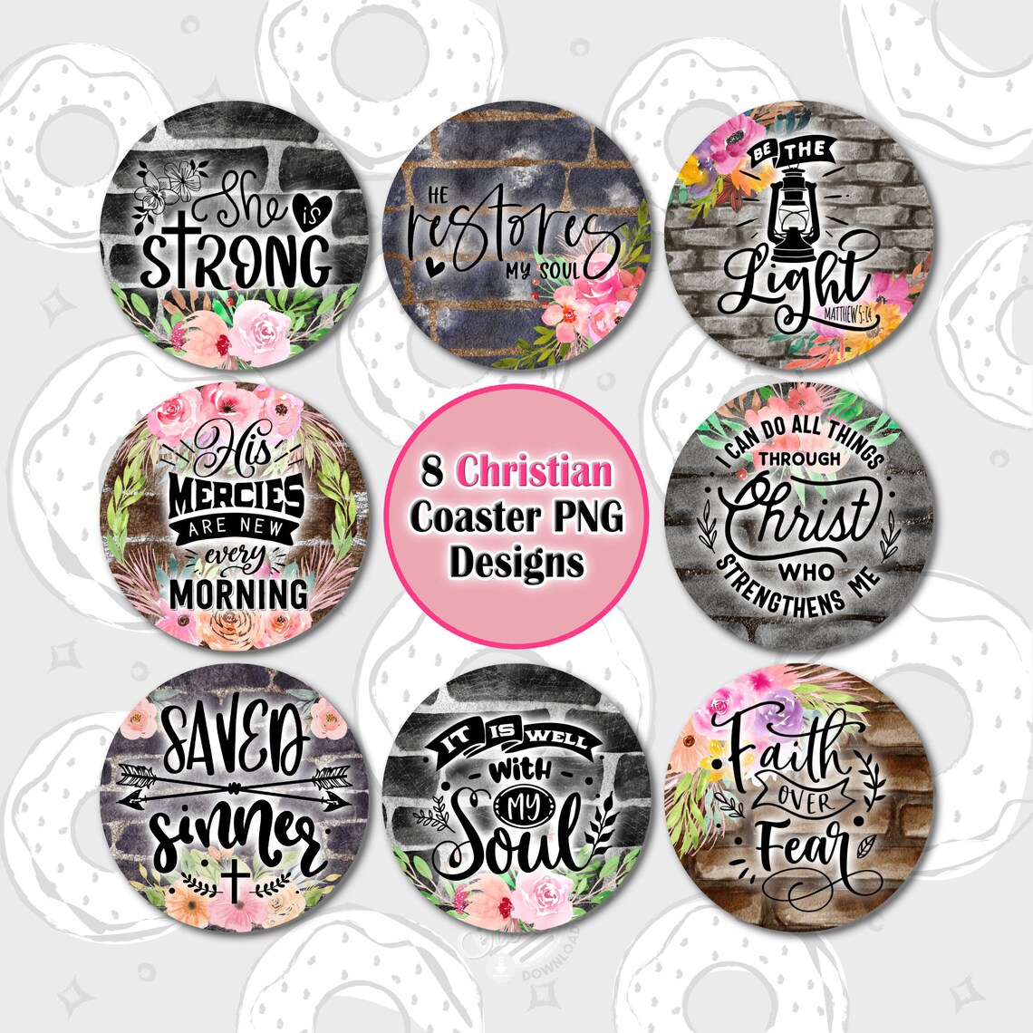 Car Coaster PNG Christian Coaster Bundle Bible Verse Coaster - Etsy