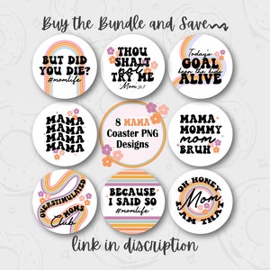 Funny Mom Car Coaster PNG, Overstimulated Moms Club Car Coaster Design ...