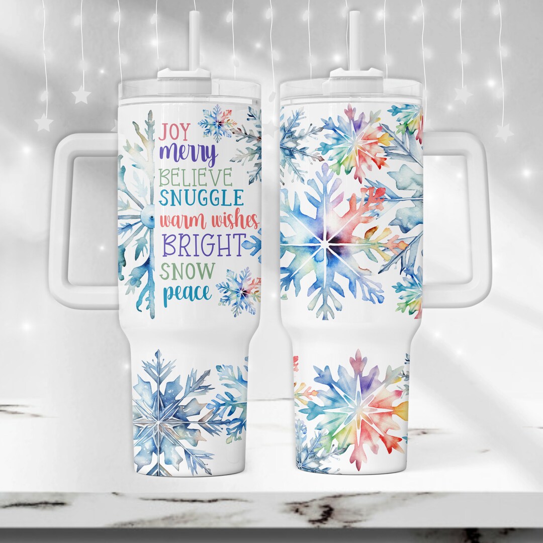 Winter 40 Oz Tumbler PNG, Snowflake 40 Oz Tumbler Wrap, Christmas 40 Oz ...