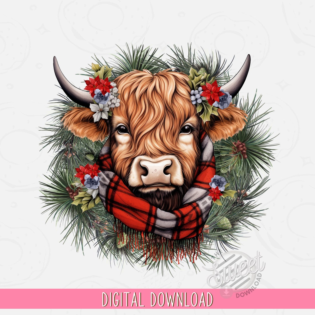 Christmas Highland Cow PNG, Winter Highland Cow Clipart, Christmas Cow ...