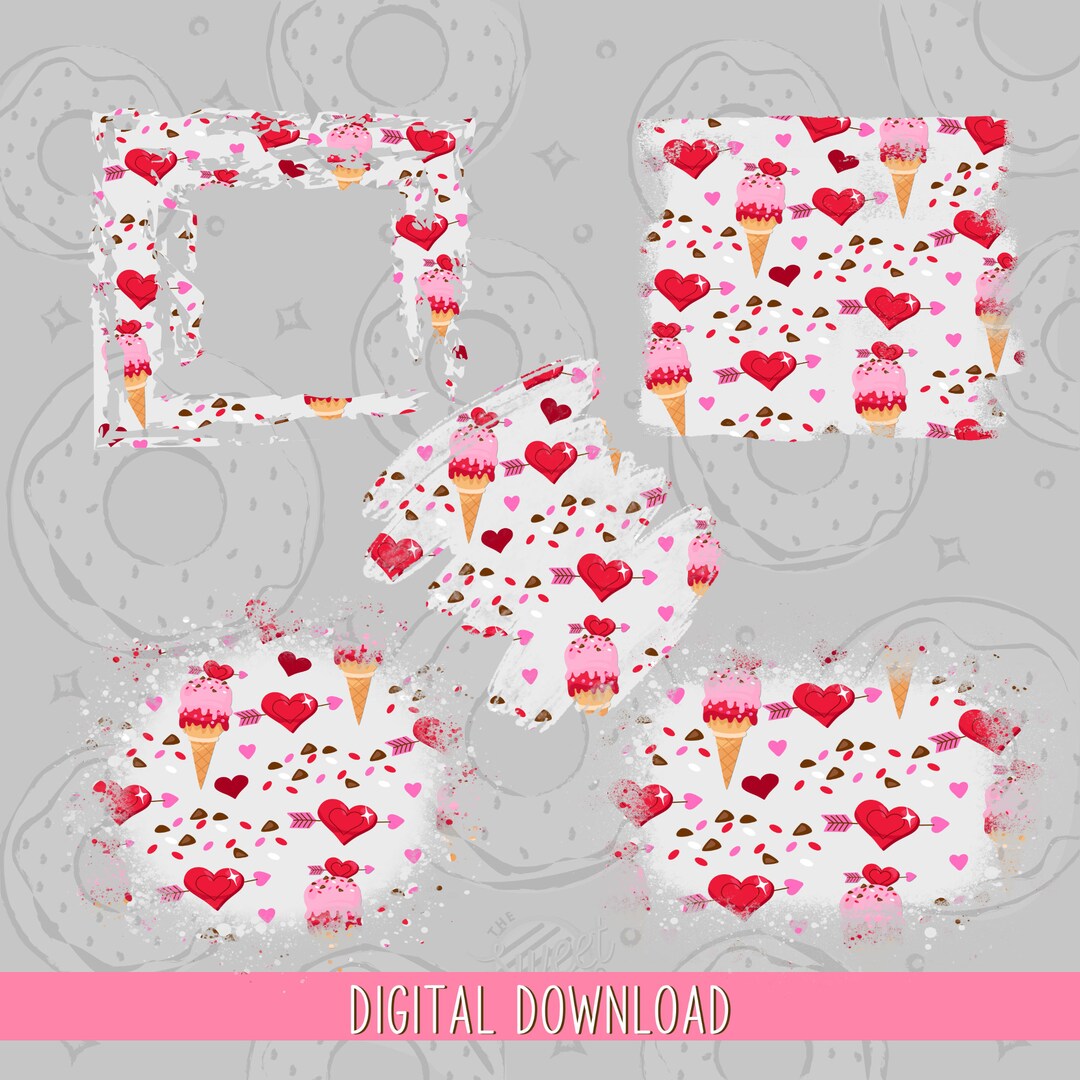 Sublimation Patches, Valentine Patches PNG, Ice Cream Background PNG ...