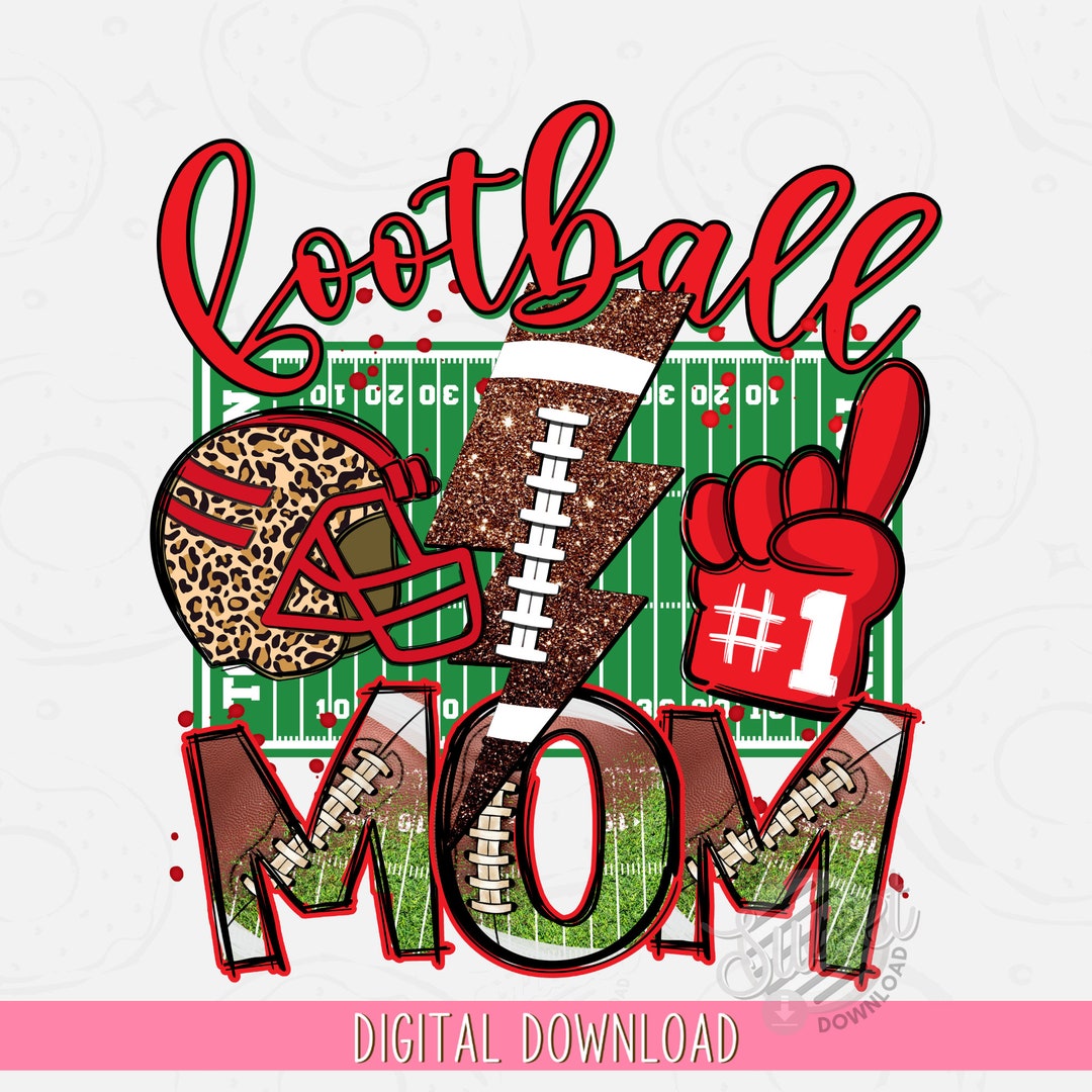 Football Mom Sublimation Design, Red Leopard Print Football Mom PNG ...
